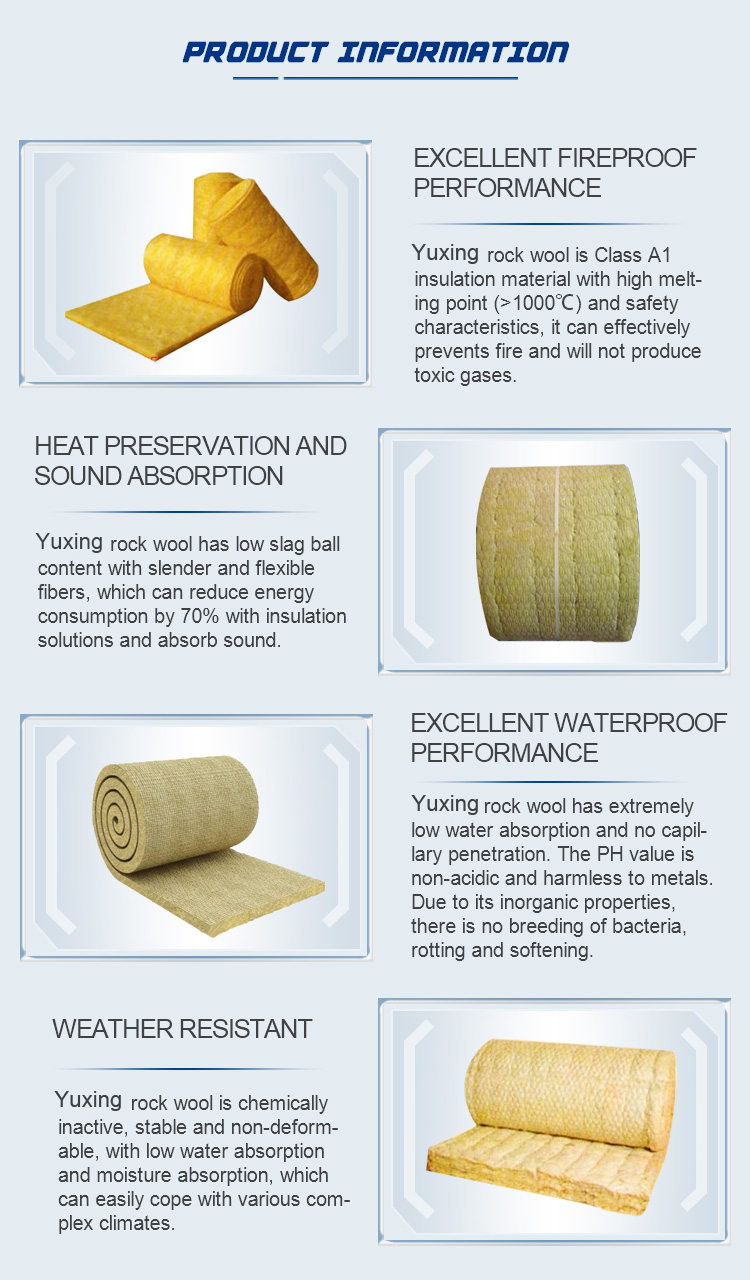 110kg/m3 Stone Wool fire insulation cold equipment rock wool blanket ...