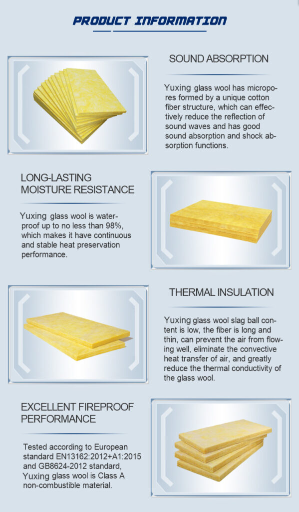 Fiberglass wool Board 25mm 80kg/m3 Glass Wool Insulation Board Rigid ...