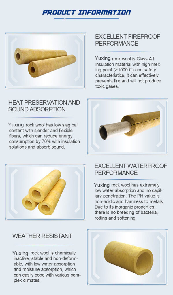 High density rock wool mineral wool insulation pipe heat insulation ...